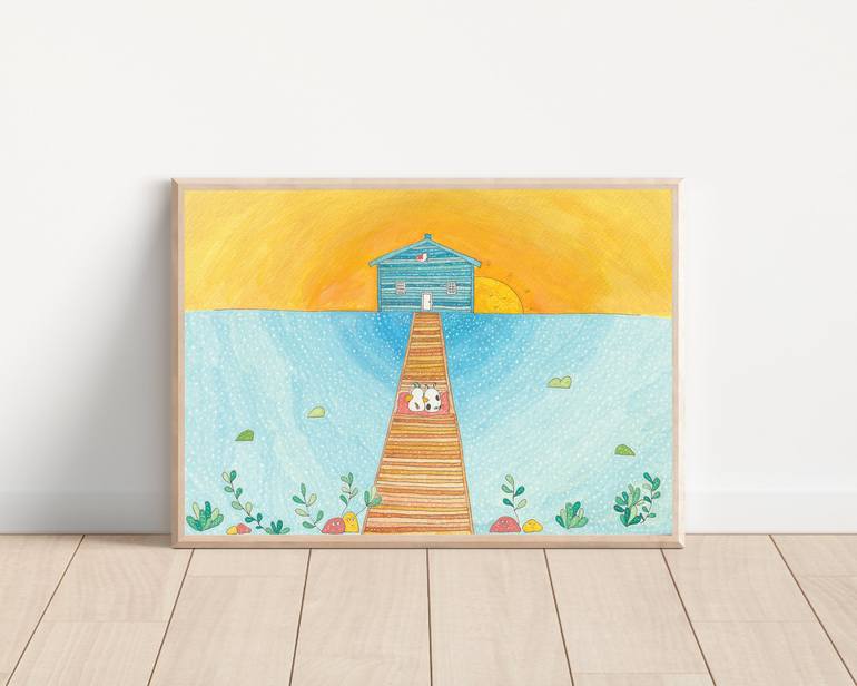 The Blue boat house ( Crawley Edge Boatshed ) Painting by Peichia Su ...