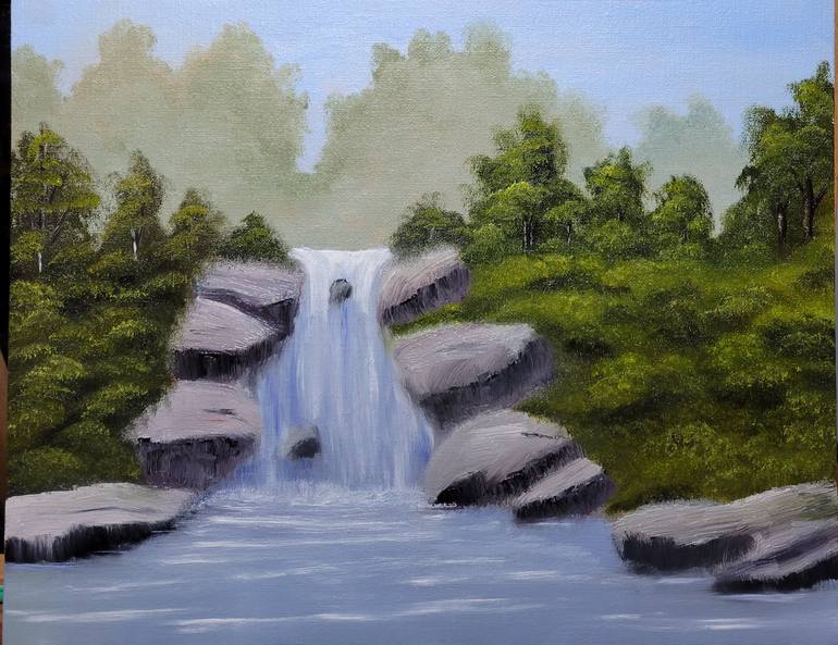 Misty Falls Painting by Dan Holt | Saatchi Art