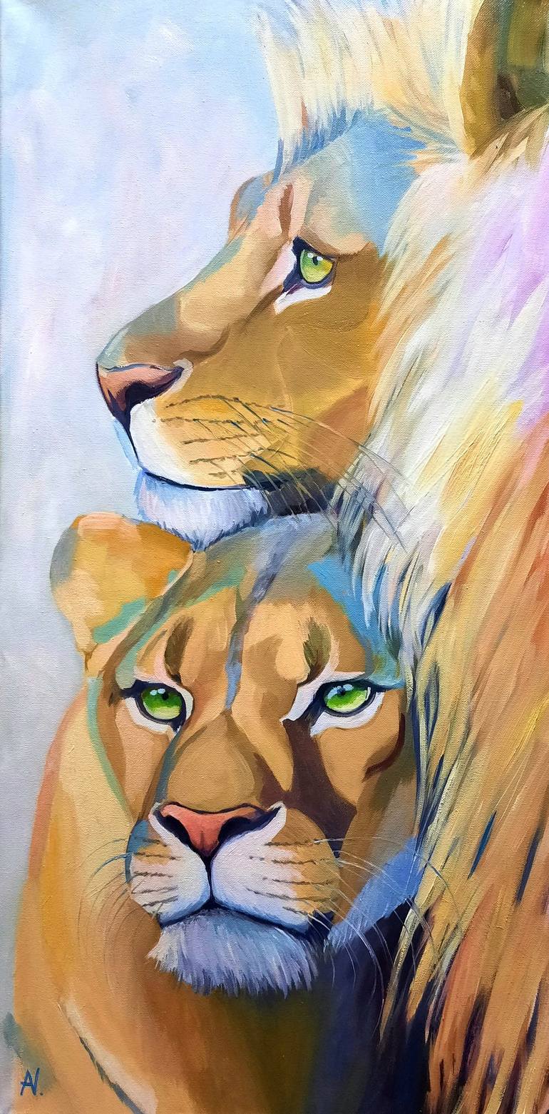 ETERNITY 2021 original painting LIONS Painting by Natalya Agarzaeva ...