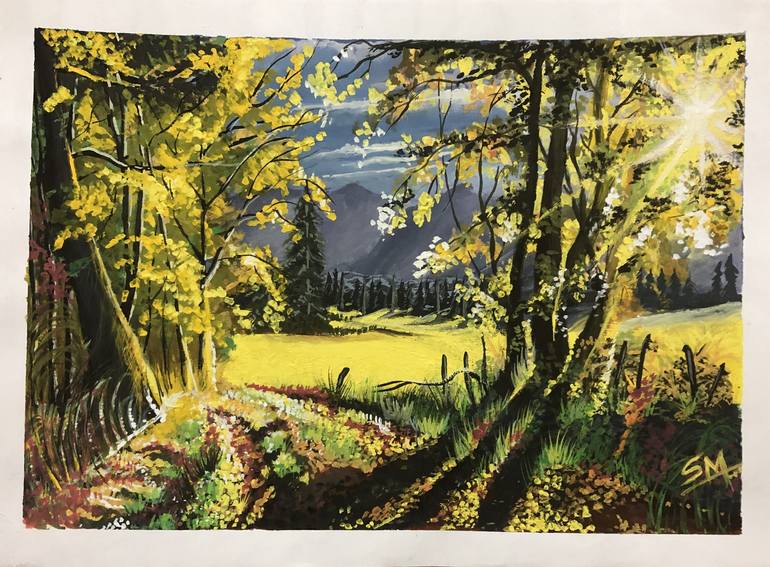 Autumn landscape Painting by Simran Momin | Saatchi Art