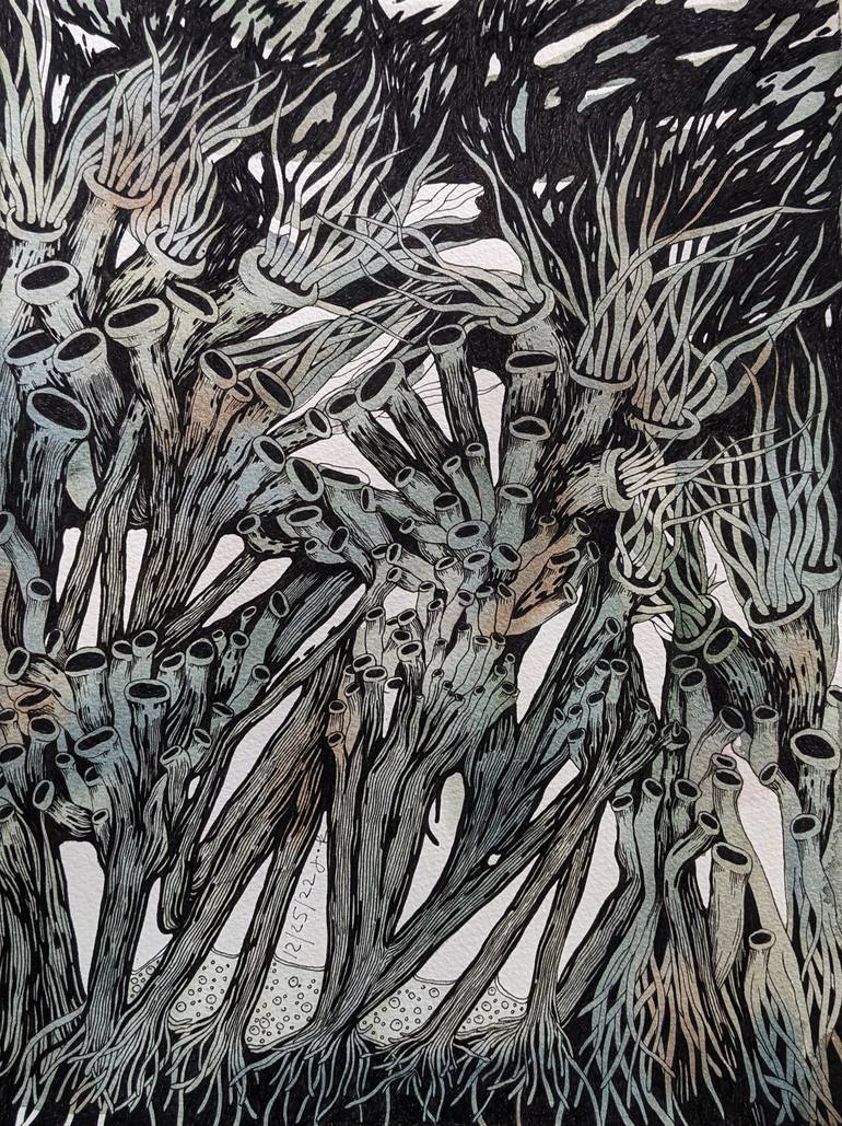 Spreading angst Drawing by Julia Kolesnytska | Saatchi Art