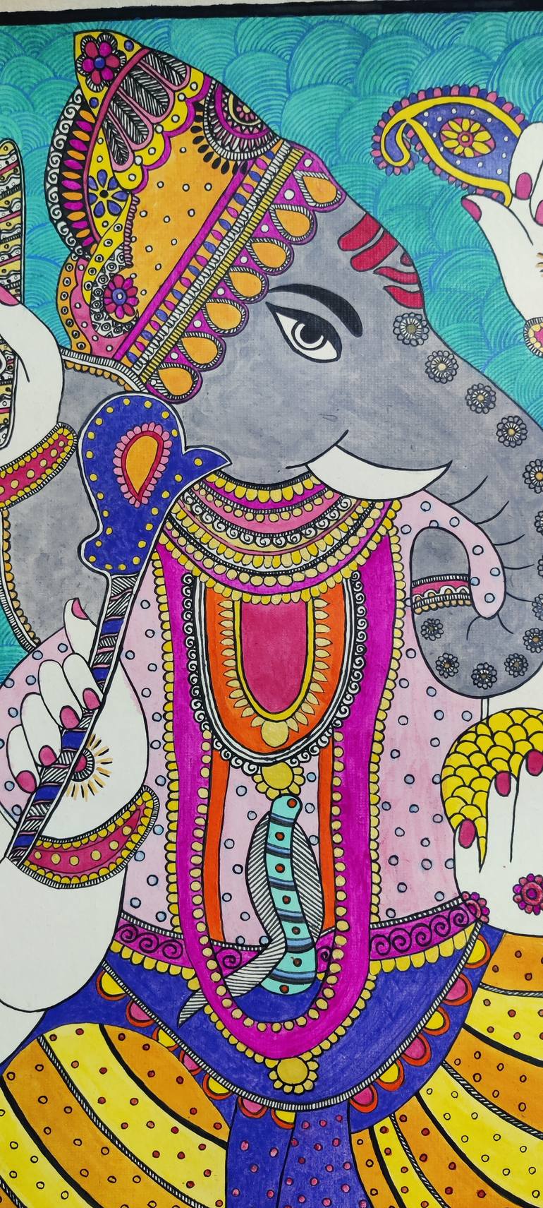 Ganesha Madhubani Painting Painting by Indu Prasad | Saatchi Art