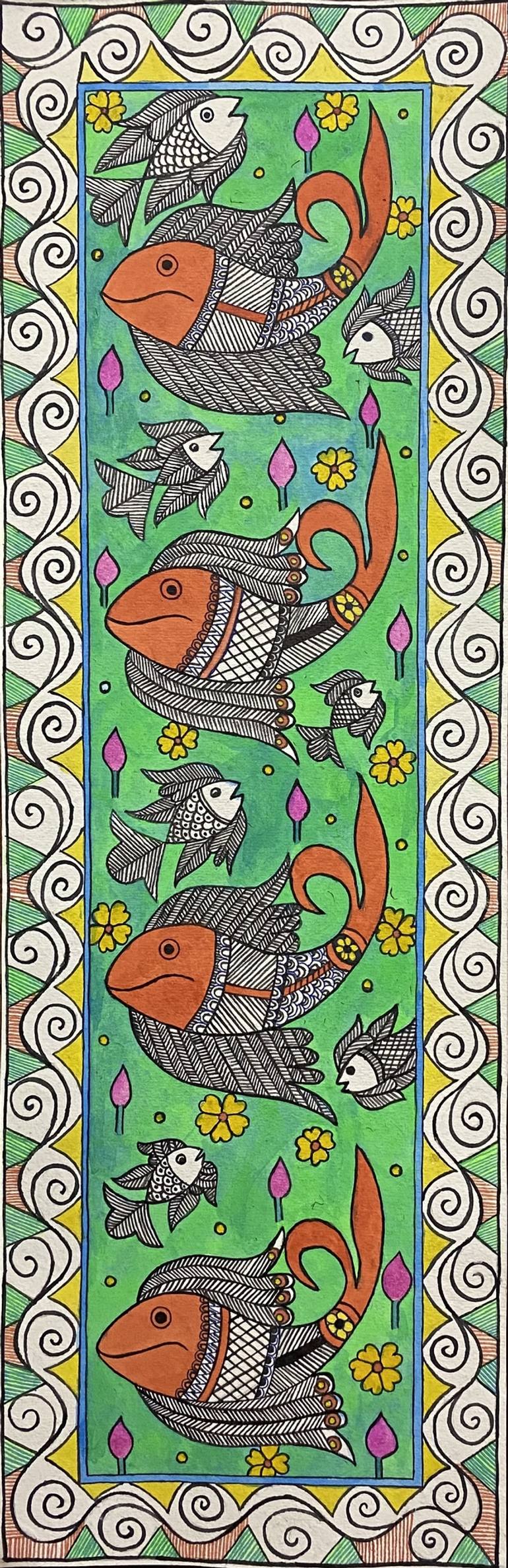 Family of fishes Painting by Indu Prasad | Saatchi Art