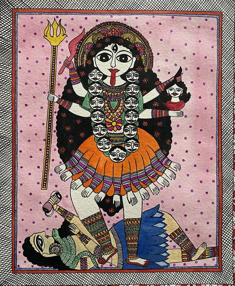 Goddess Kali Madhubani Painting Painting by Indu Prasad | Saatchi Art