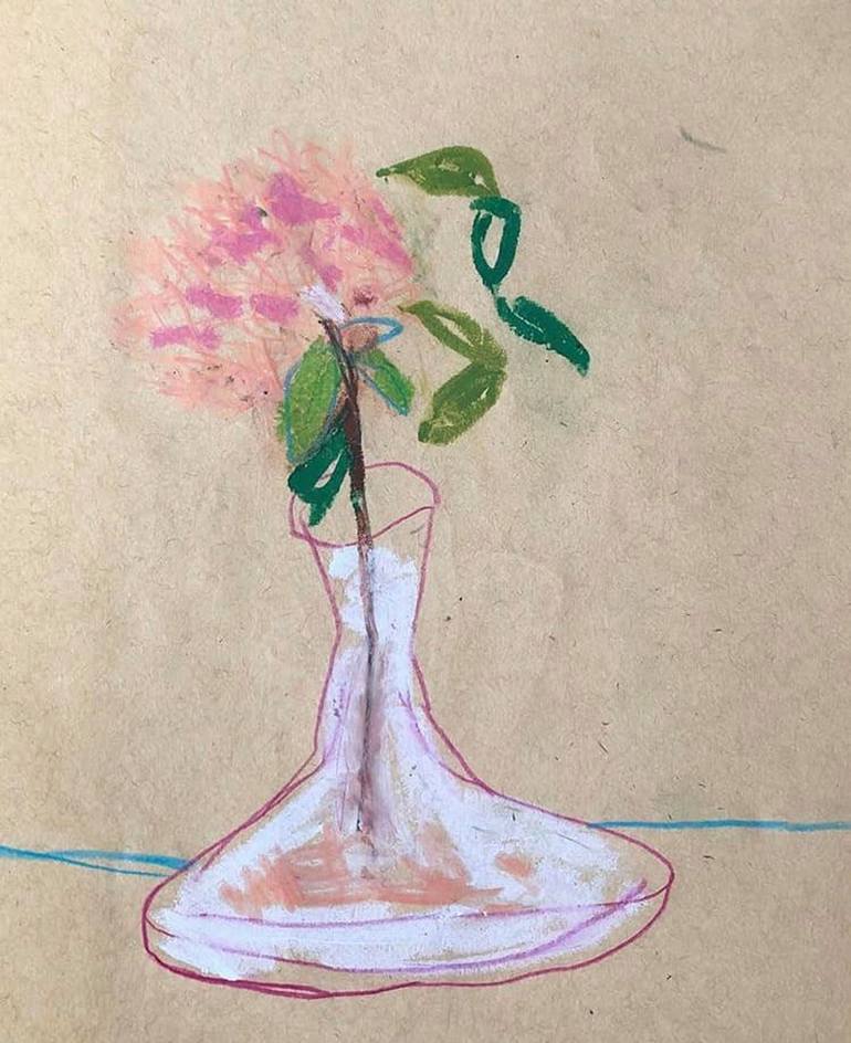 “MY WEEKEND FLOWER VASE” Drawing by Rola El Hussein | Saatchi Art