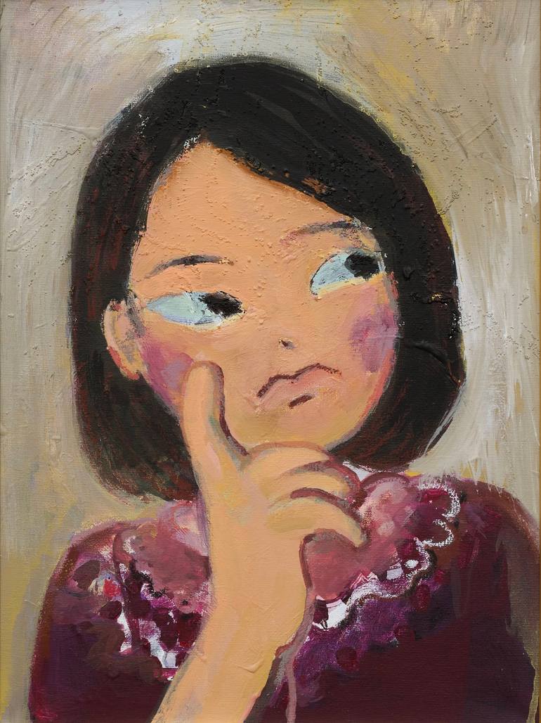 a thinking woman Painting by Yuza Yu | Saatchi Art