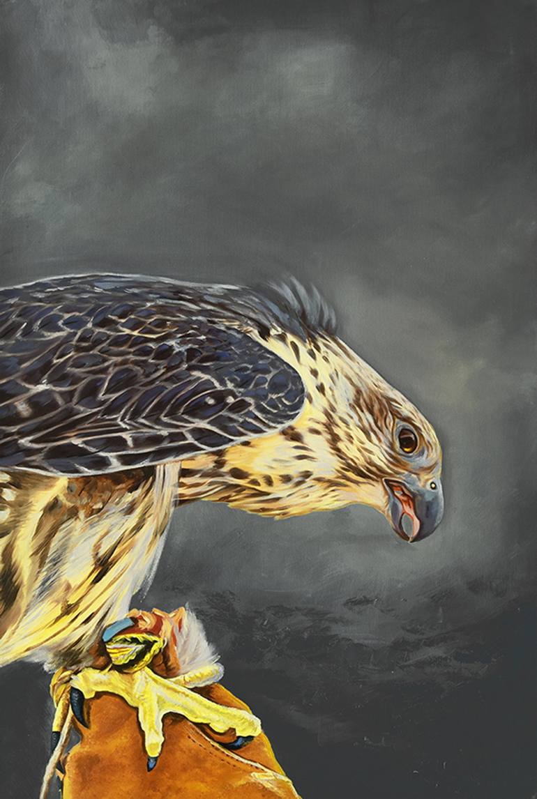 Falcon waiting to hunt Painting by aziz Q | Saatchi Art