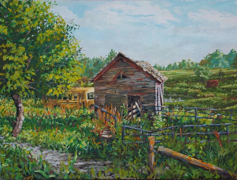 Blue Hill Bus Painting by R Gregory Summers | Saatchi Art