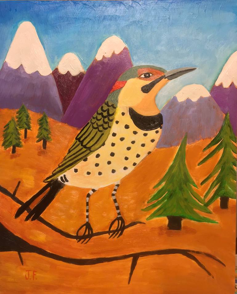 Northern Flicker Painting by Jana Faseler | Saatchi Art