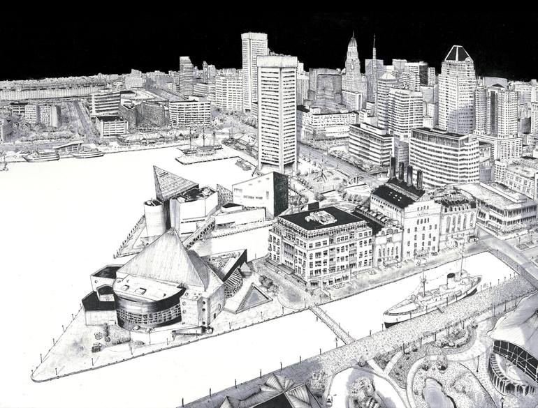 Baltimore Eye View Drawing by Francisco Gonzalez | Saatchi Art