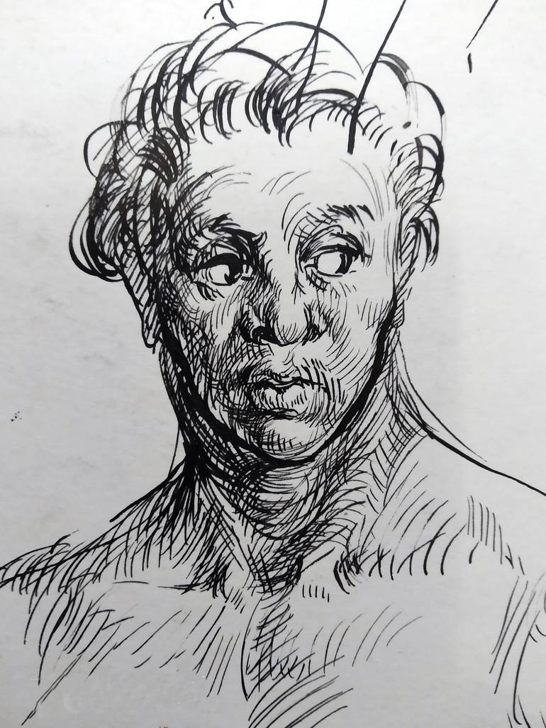 Erasmus of Rotterdam Praise of Folly Drawing by OLGA PUZANOVA | Saatchi Art