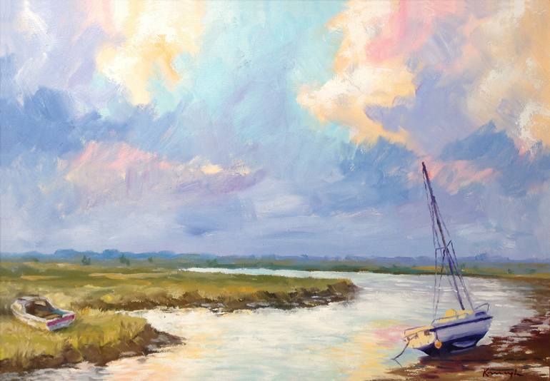 Boats at Blakeney Painting by Peter Kavanagh | Saatchi Art