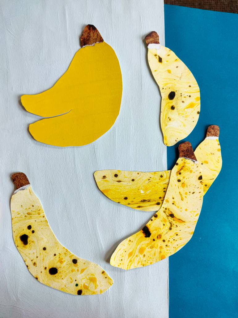 Three Bananas (Collage) Collage by Hannah Weatherhead | Saatchi Art