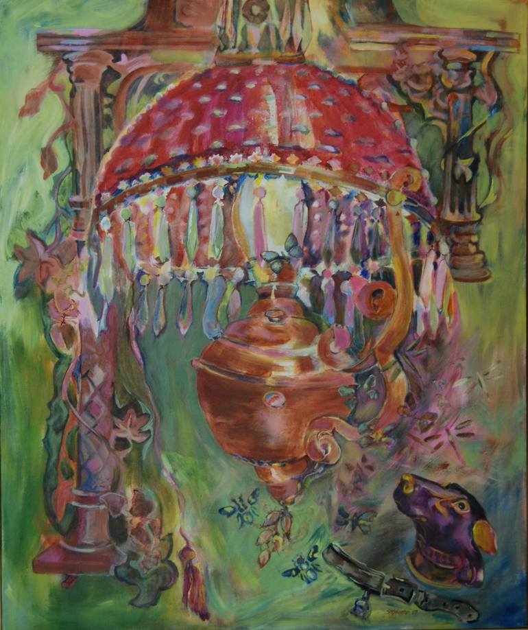 Red Lamp Painting by Susan Johnston | Saatchi Art