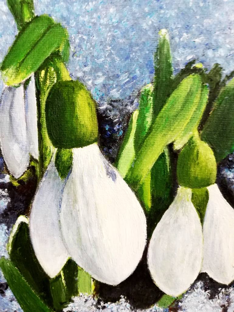 Snowdrops Painting by Nadya Zlatanova | Saatchi Art