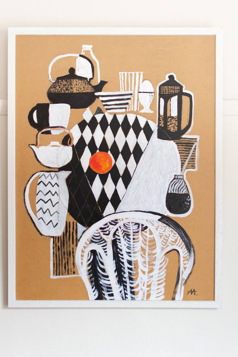 Breakfast with Orange Painting by Anna Aneychik | Saatchi Art