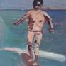 Bernard surfing on bluescreen Painting by John Kilduff | Saatchi Art