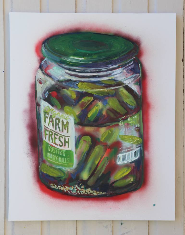 Still life of a jar of pickles Painting by John Kilduff | Saatchi Art
