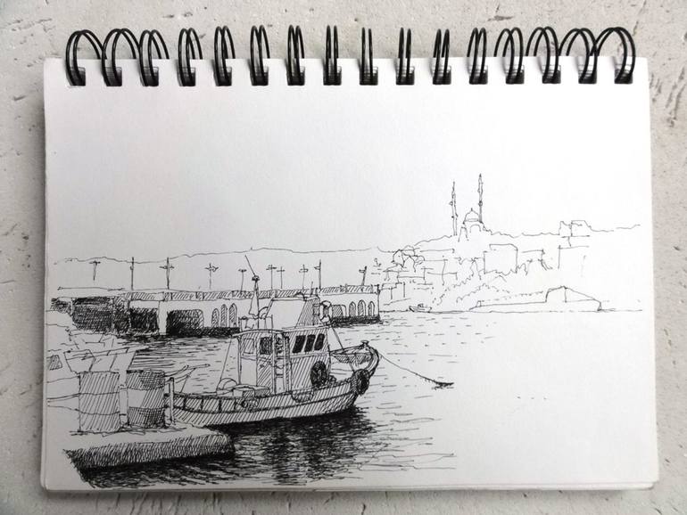 Boats Drawing by Serdar Akkaya | Saatchi Art