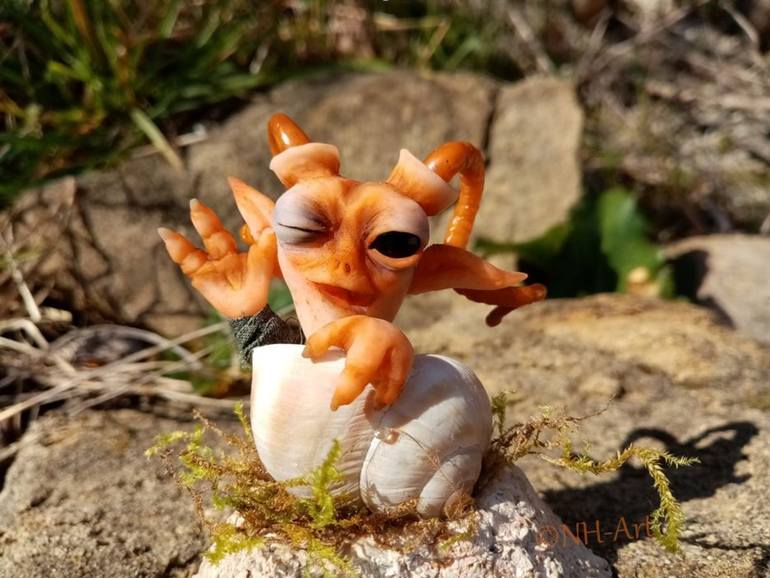 Fantasy snailman Mr. Nimus Sculpture by Lisencka Nh-Art | Saatchi Art