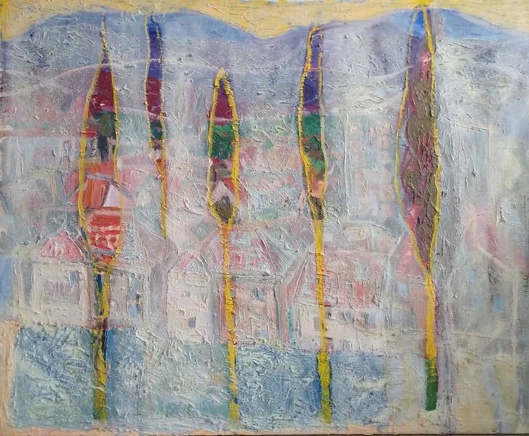 ghost trees Painting by Rron Qena | Saatchi Art