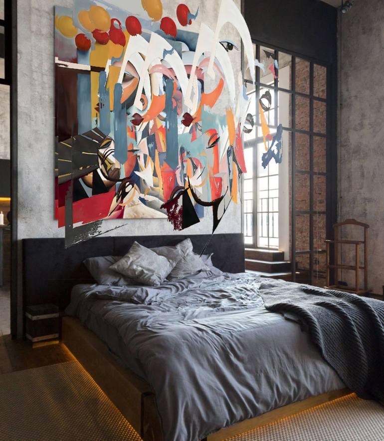 Portrait with virtual projection Painting by Kseniya Rai | Saatchi Art