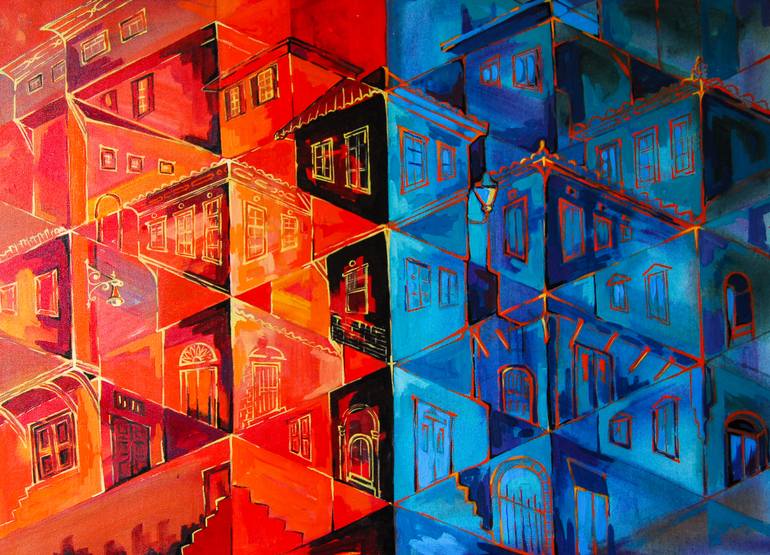 Two cities one style Painting by Julia Mia | Saatchi Art