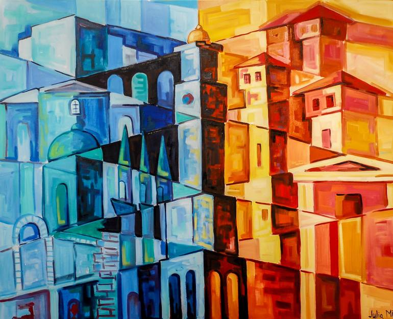 Asia minor in cubism style Painting by Julia Mia | Saatchi Art