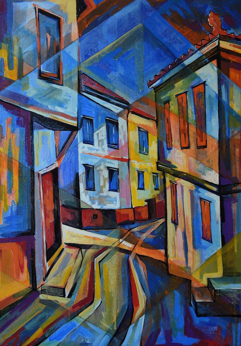 Aegean streets Painting by Julia Mia | Saatchi Art