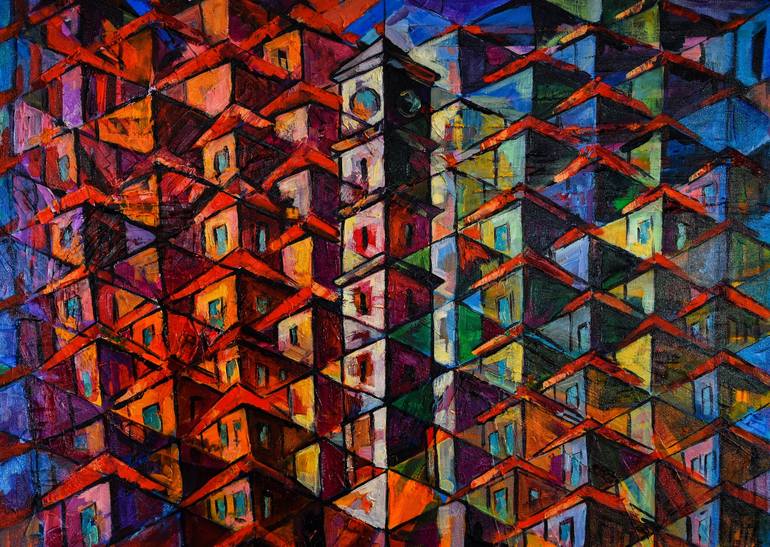 Cubic metropolis Painting by Julia Mia | Saatchi Art