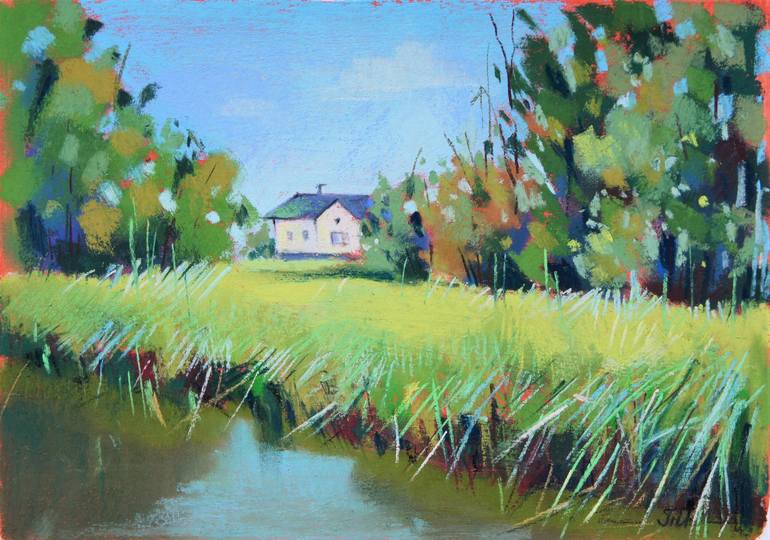 River. Countryside Drawing by Irina Plaksina | Saatchi Art