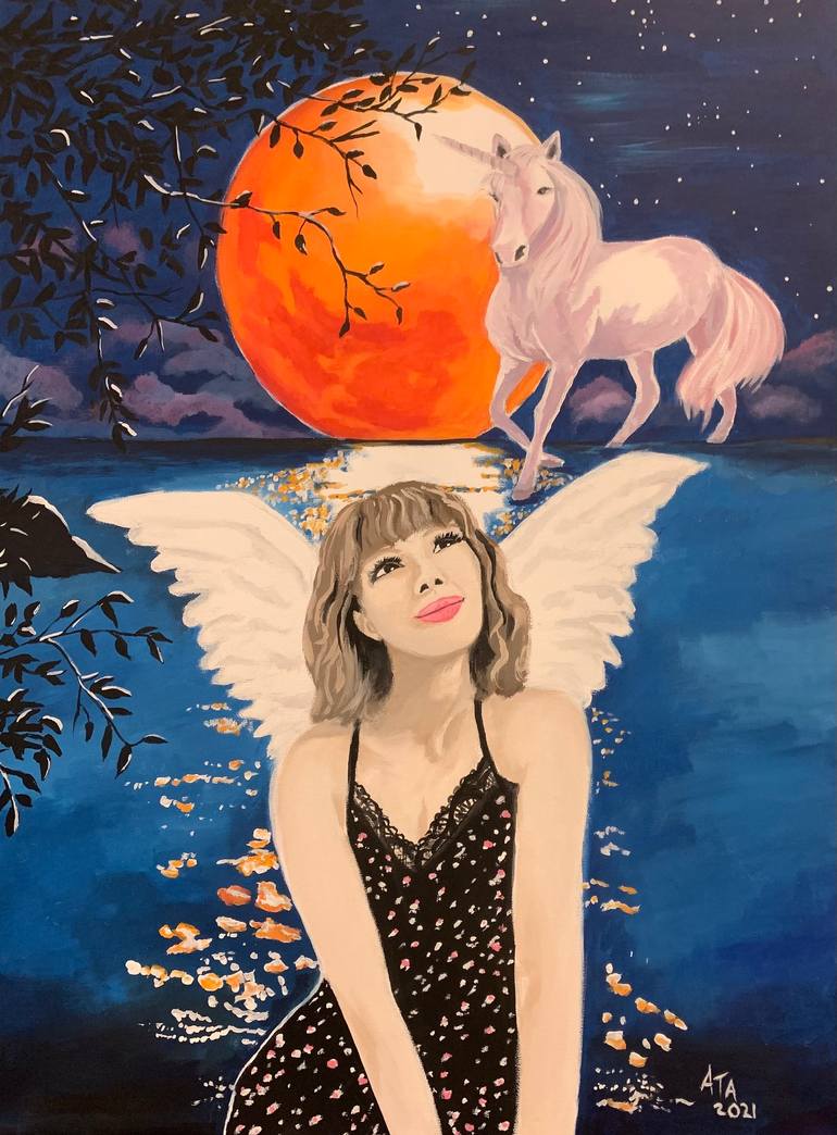 When I dream I see the moon Painting by Sakura Chea | Saatchi Art