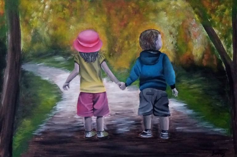 Just hold my hand Painting by Katalin Boros-Oláh | Saatchi Art