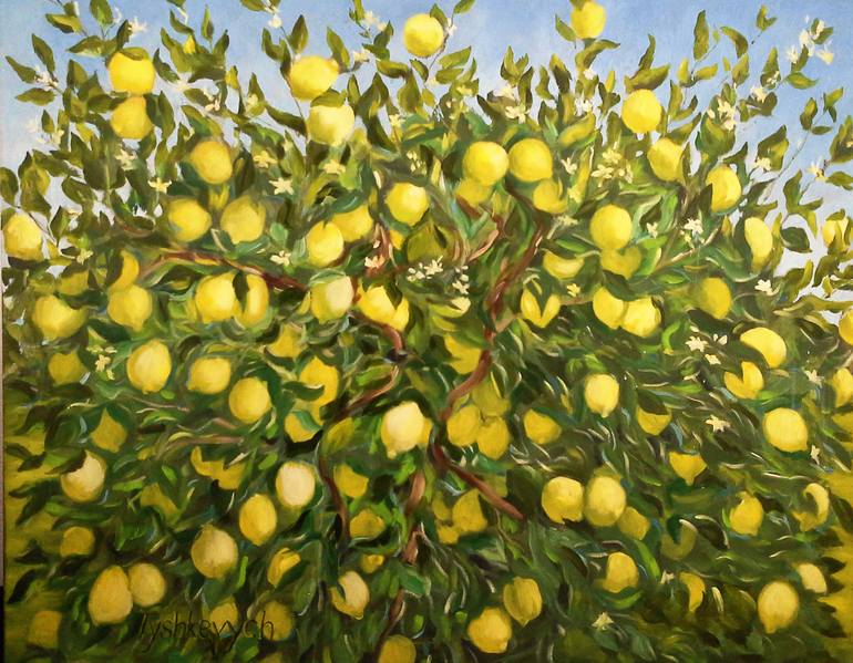 Dancing lemon tree Painting by Olha Tyshkevych | Saatchi Art