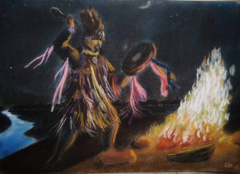 a shaman's ritual Painting by Наталья Самойлова | Saatchi Art