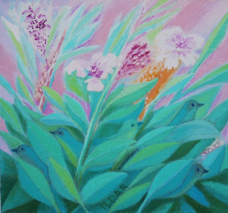 Birds and flowers Painting by Ildar Valeev | Saatchi Art