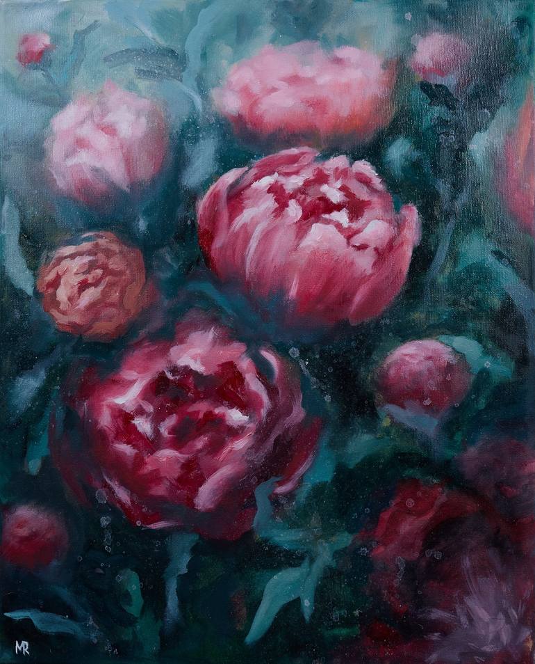 Mystical Peonies Painting by Maria Yakovleva | Saatchi Art