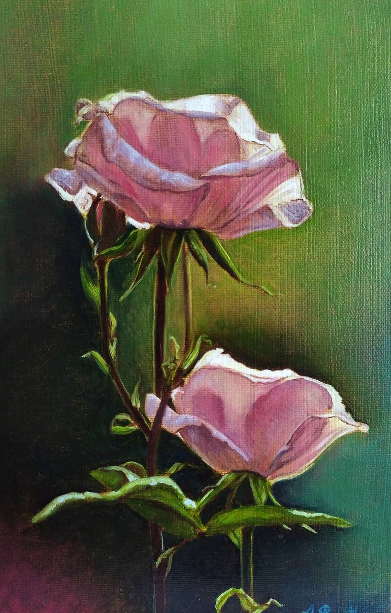 Pink Rose Garden Painting