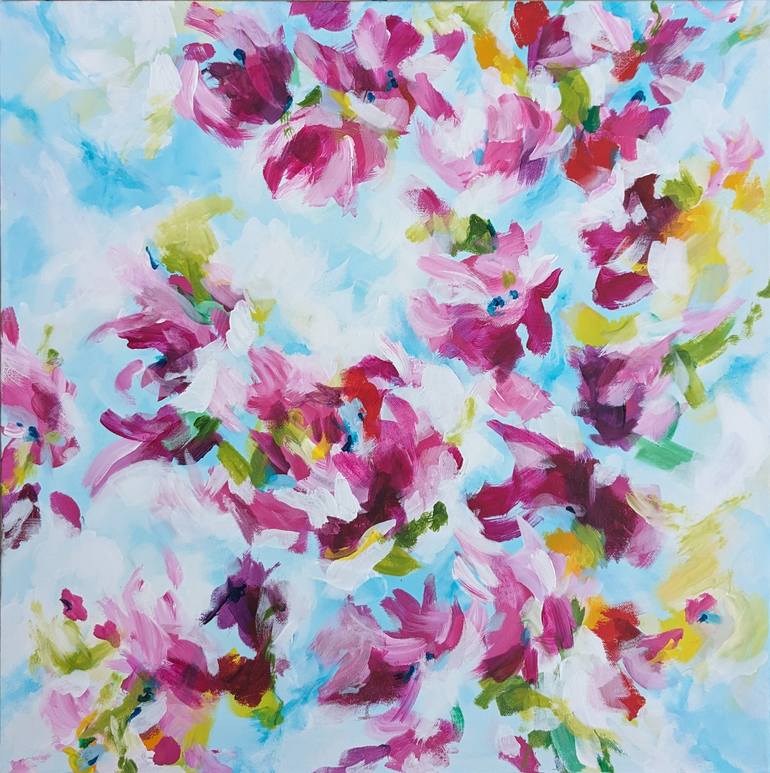 'Flutter By' Abstract Floral Painting by Judy Century | Saatchi Art