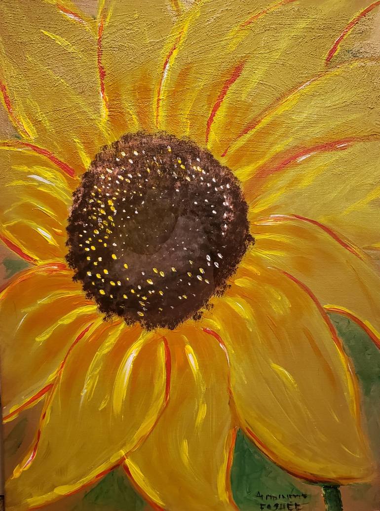 Sunflower Burst Painting by Antoinette Foshee | Saatchi Art