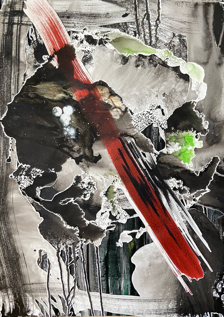 The Red Line Painting by Mette Mitchell | Saatchi Art