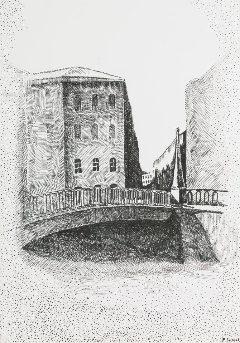 Romantic bridge Drawing by Bykova Tatiana | Saatchi Art