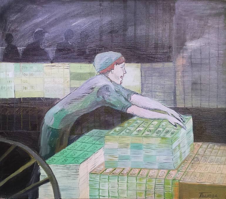 Money in the Modern World Painting by Bykova Tatiana | Saatchi Art