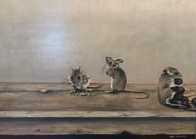 Three Mice Painting by Luke Stretar | Saatchi Art
