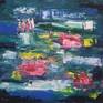 Watter lilies in the moon light Painting by Mahesh Giri | Saatchi Art