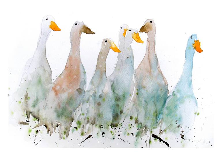 Runner Ducks Painting by Will Elliston | Saatchi Art