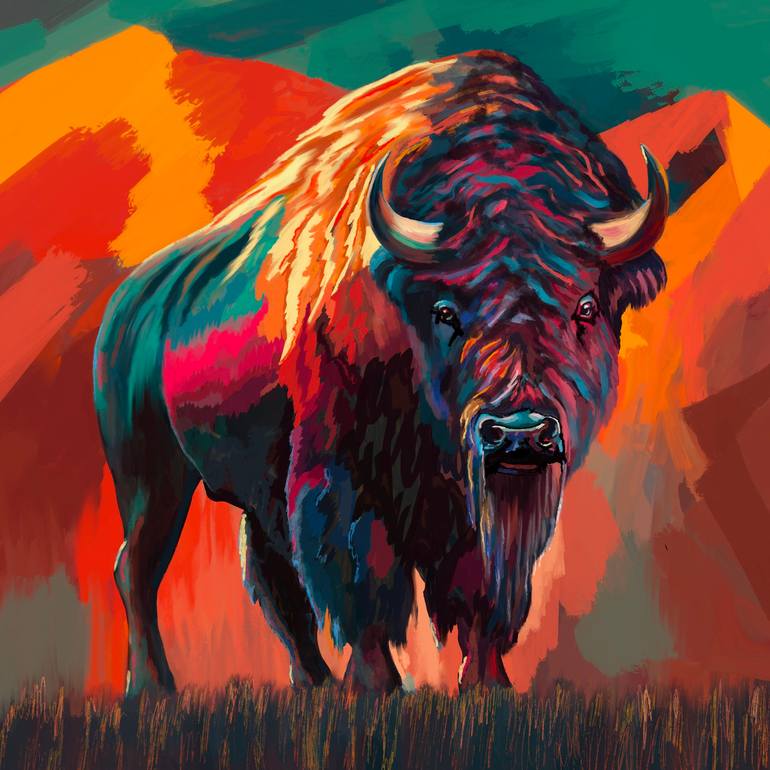 American Bison Bull Drawing