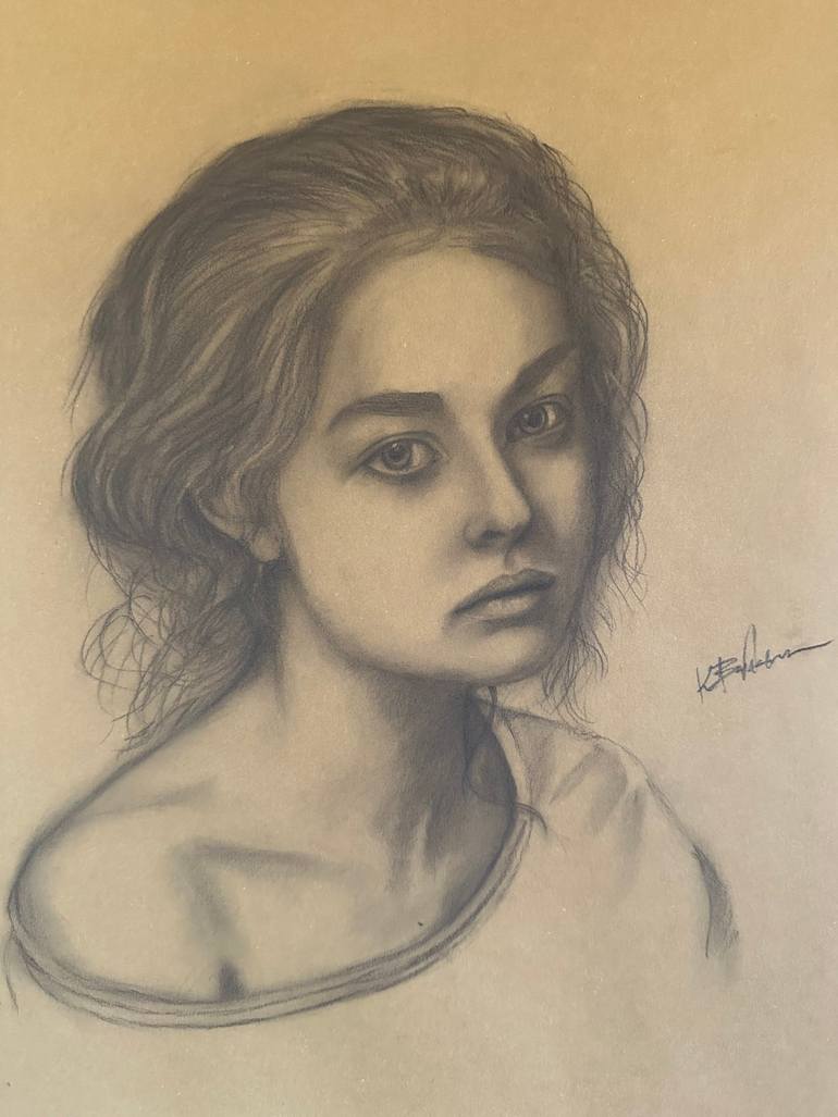 Sensitive beauty of youth Drawing by Kalliope Varlamiti | Saatchi Art