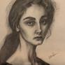 Young woman in mourning Drawing by Kalliope Varlamiti | Saatchi Art