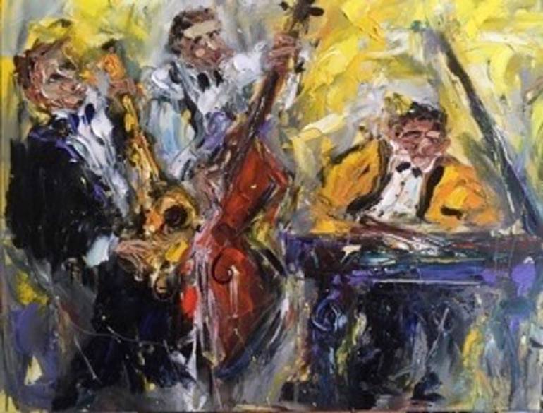 Le Trio de Jazz Painting by Michel Calvet | Saatchi Art